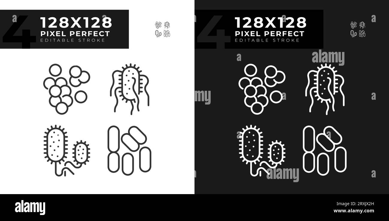 2D pixel perfect dark and light bacteria icons Stock Vector Image & Art ...