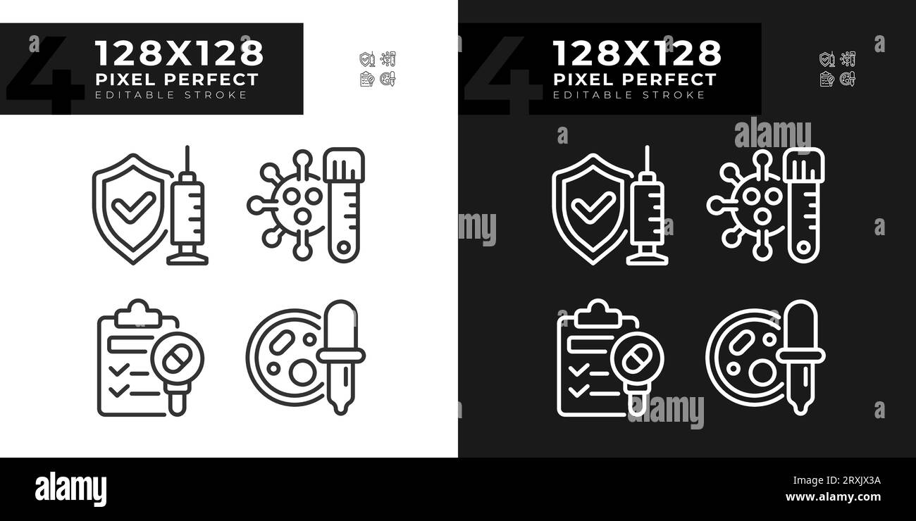 2D editable dark and light bacteria line icons pack Stock Vector Image & Art - Alamy