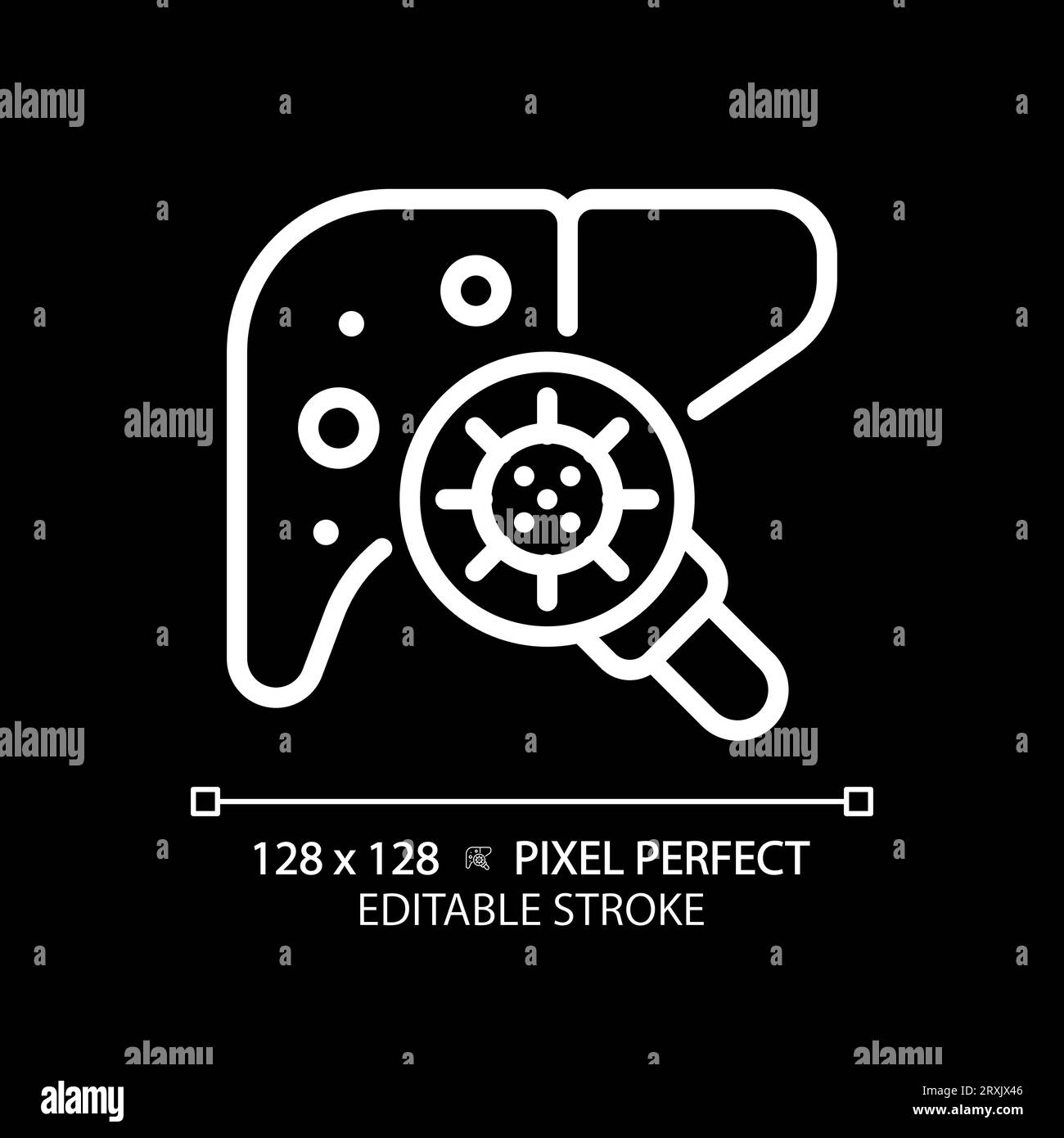 2D customizable thin line white liver with virus icon Stock Vector ...