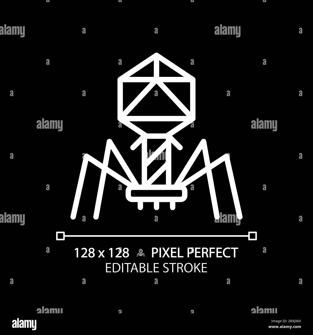 2d Customizable Thin Line White Bacteriophage Icon Stock Vector Image