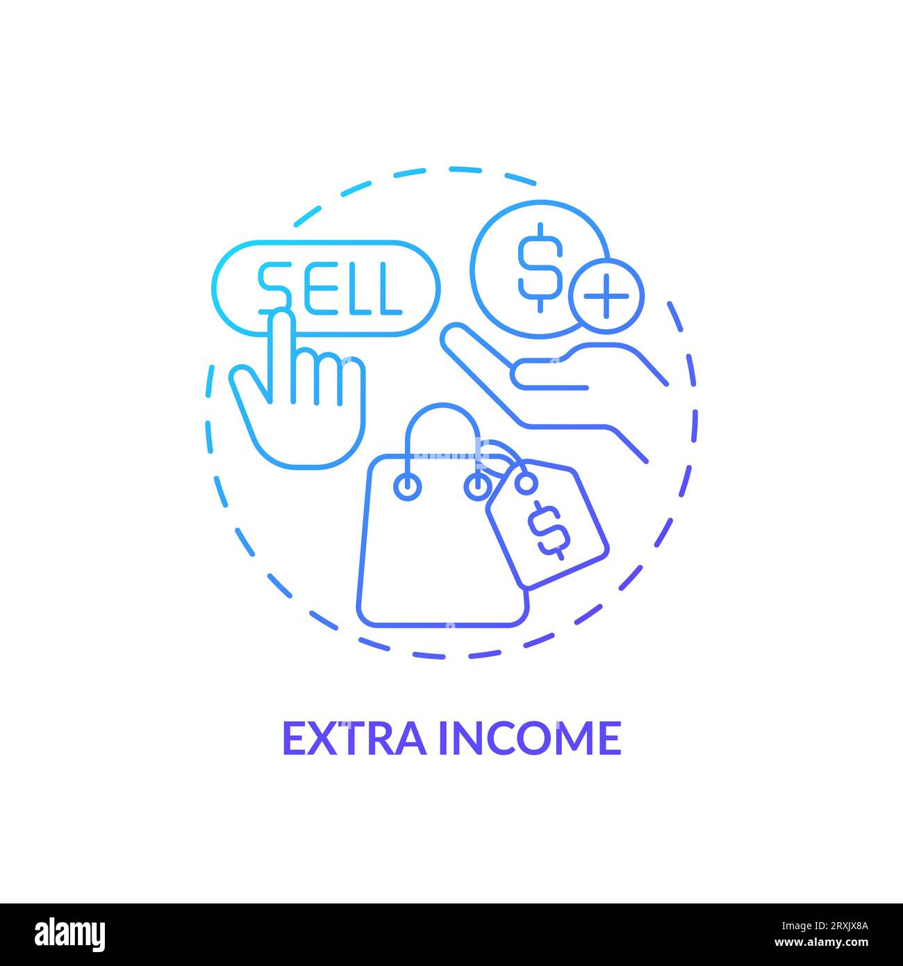 2d Gradient Thin Linear Icon Extra Income Concept Stock Vector Image