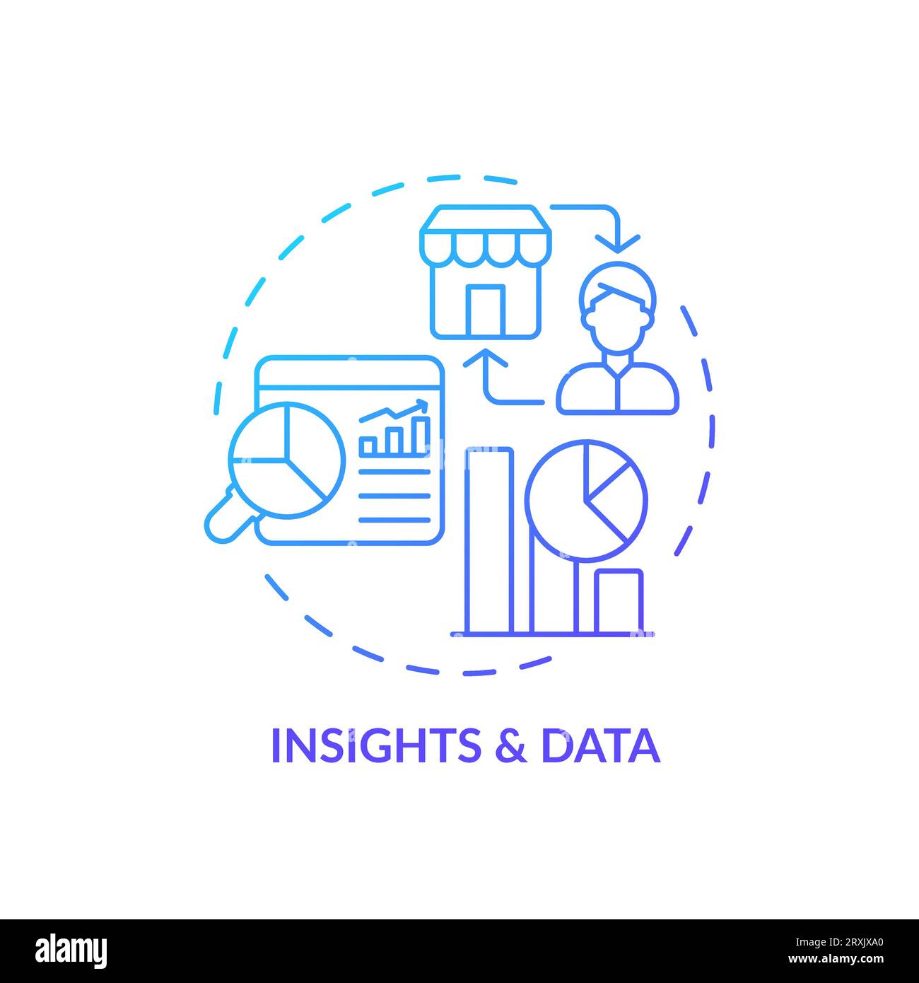 2d Gradient Thin Linear Icon Insights And Data Concept Stock Vector