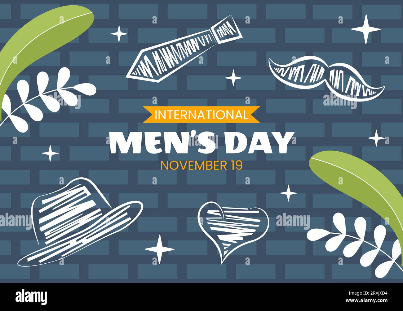 Men's Day Social Media Background Flat Cartoon Hand Drawn Templates ...