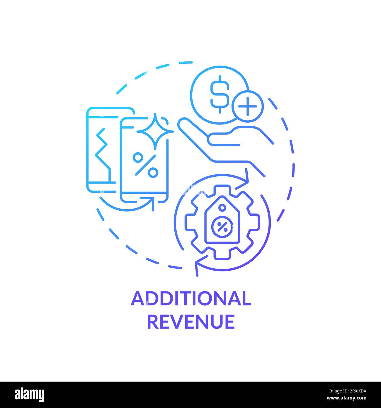 2d Gradient Thin Linear Icon Additional Revenue Concept Stock Vector