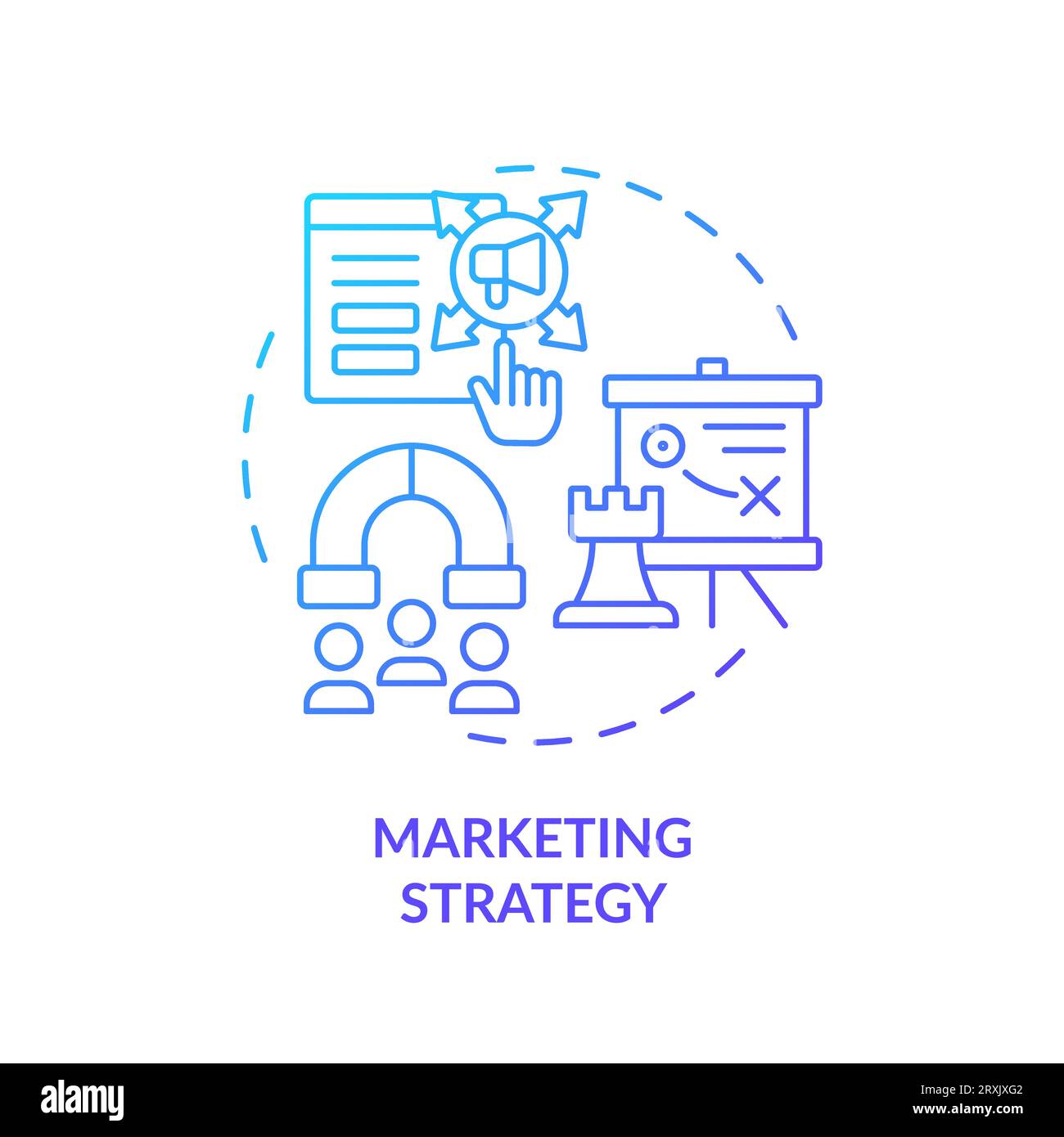 2d Gradient Thin Linear Icon Marketing Strategy Concept Stock Vector