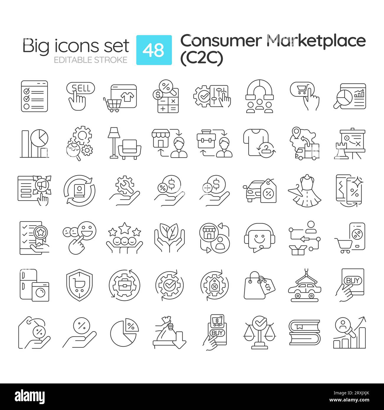 2D editable black big icons for C2C Stock Vector Image & Art - Alamy