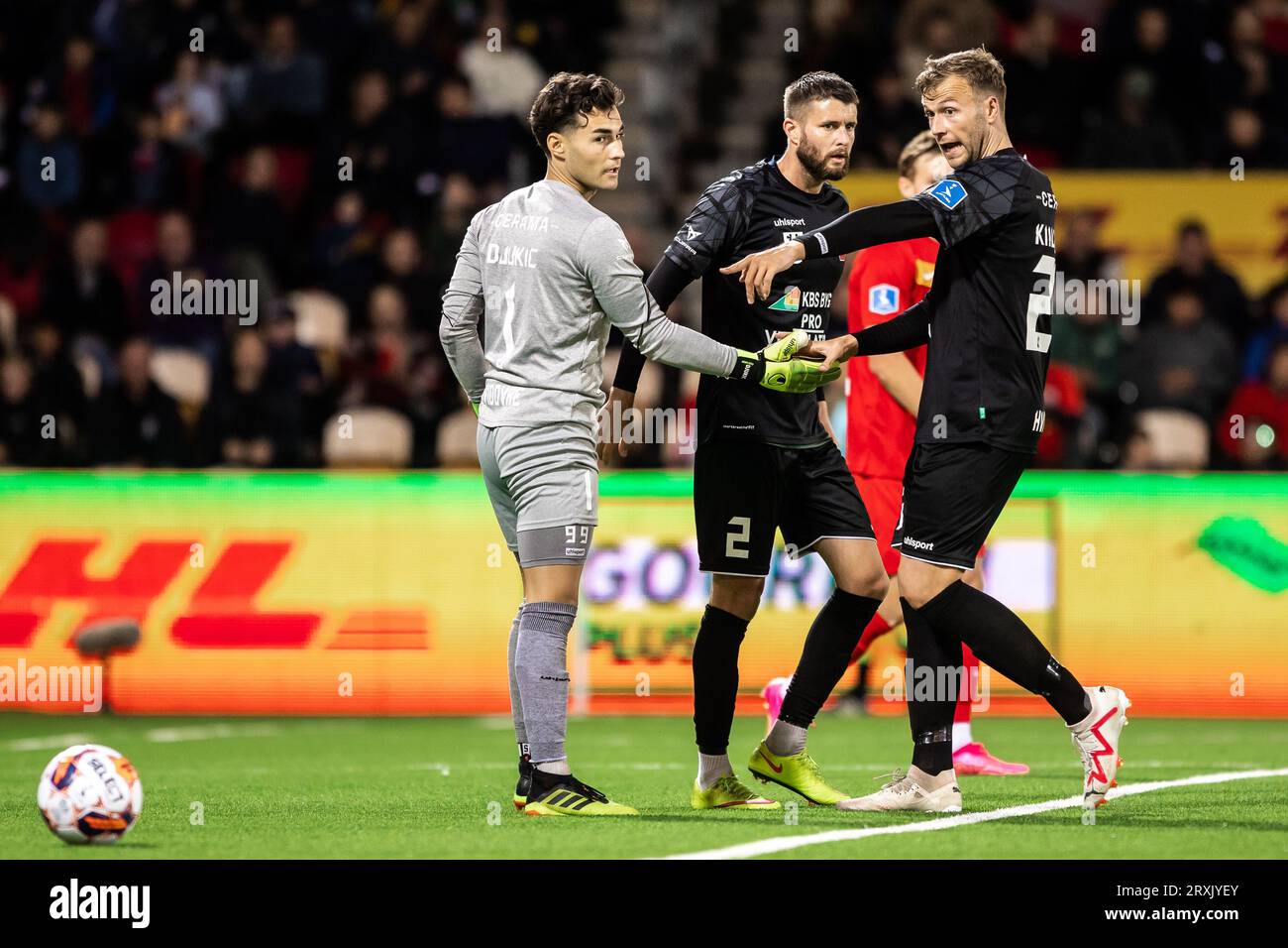 Farum, Denmark. 25th Sep, 2023. Goalkeeper Filip Djukic (1) of Hvidovre ...