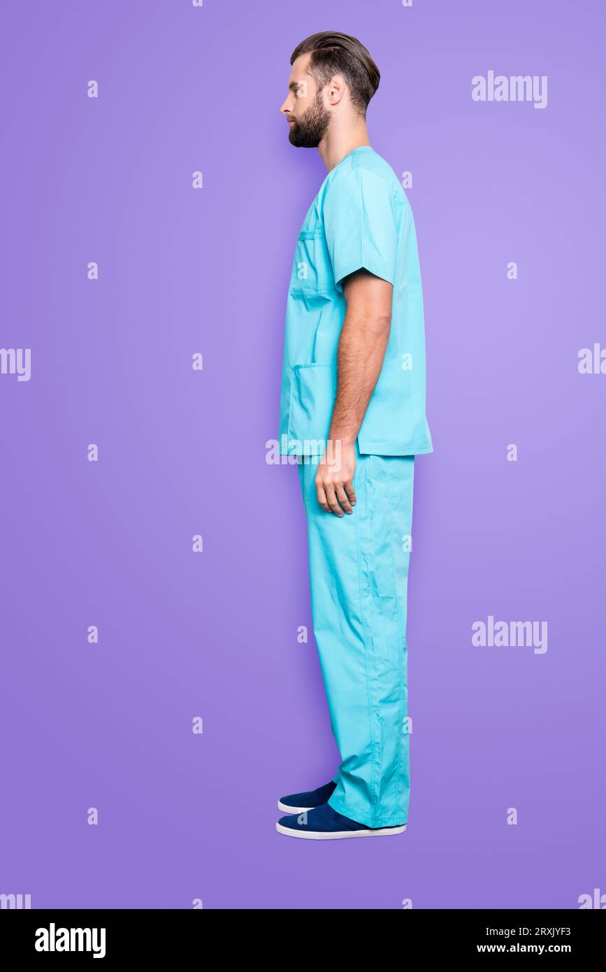 Full size body snap, half face side view portrait of attractive ...