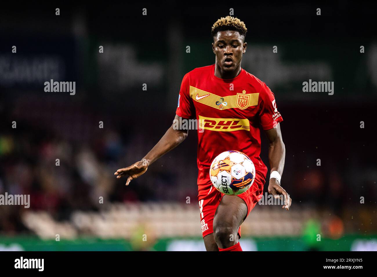 Farum, Denmark. 25th Sep, 2023. Ibrahim Osman (14) of FC Nordsjaelland ...