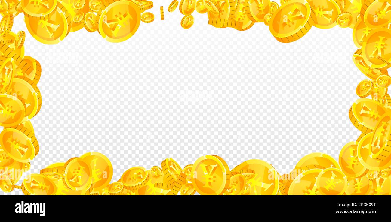 Chinese yuan coins falling. Scattered gold CNY coins. China money ...