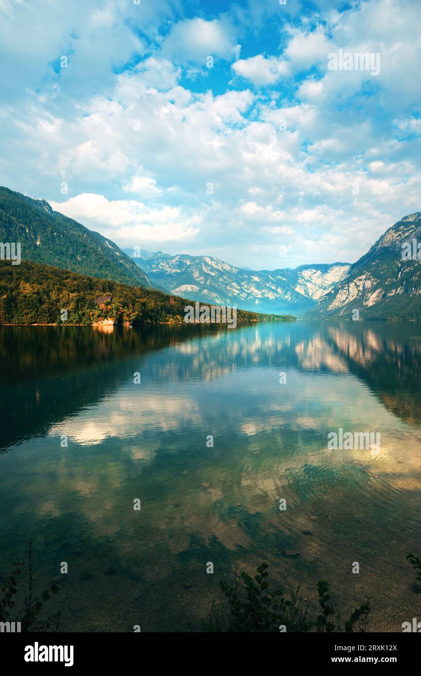Lake Bohinj Surrounded With Julian Alps Mountains In Triglav National lake-bohinj-surrounded-with-julian-alps-mountains-in-triglav-national
