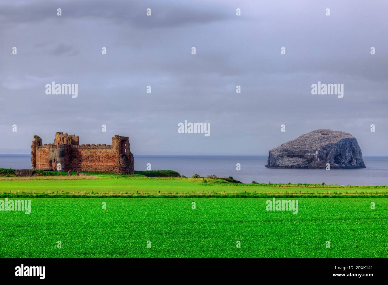 The ruined clifftop castle Tantallon in North Berwick, East Lothian ...
