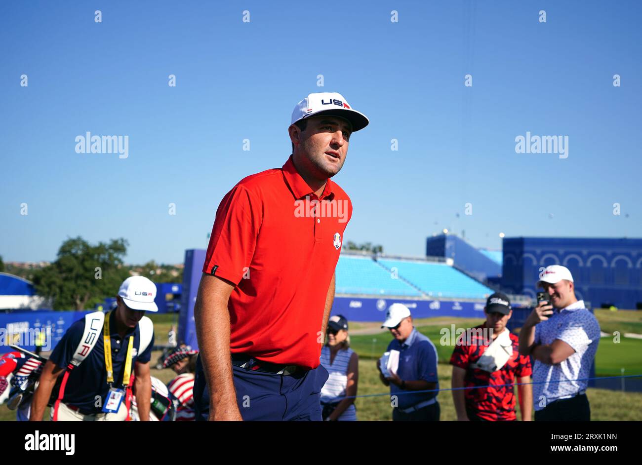 USA's Scottie Scheffler on the 10th, during a practice round at the ...