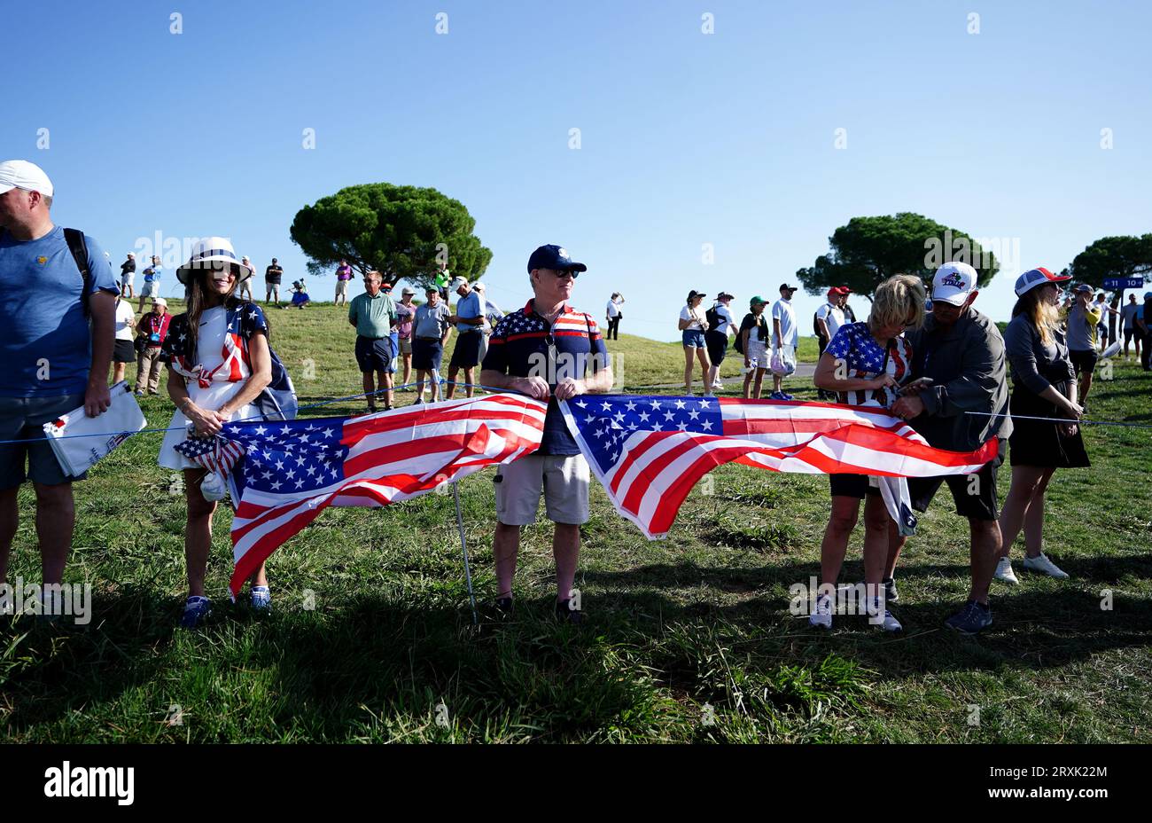 USA fans at the Marco Simone Golf and Country Club, Rome, Italy, ahead ...