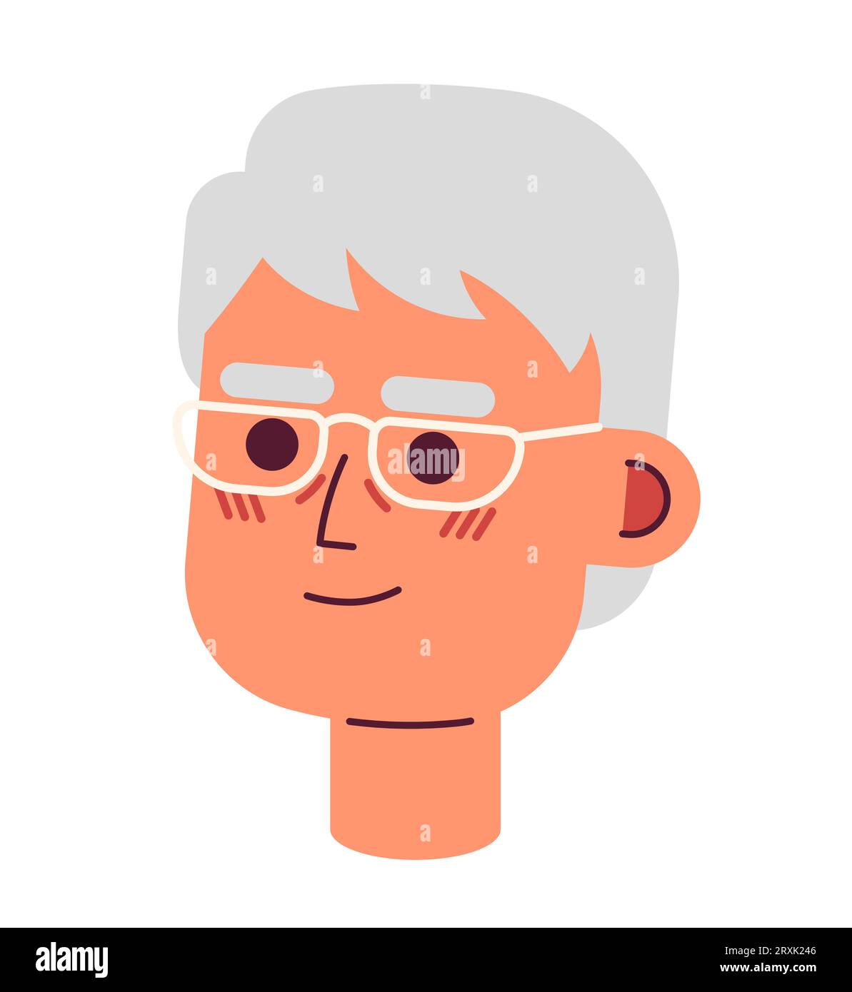 Eyeglasses asian elderly man 2D vector avatar illustration Stock Vector ...