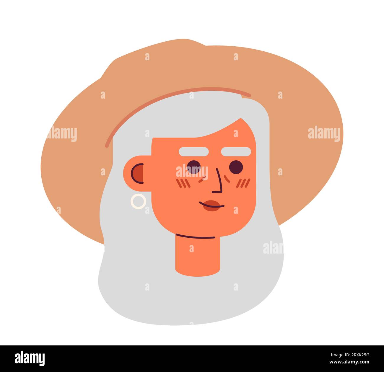 European senior woman straw hat 2D vector avatar illustration Stock ...