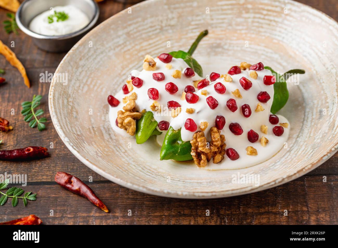 Chiles en Nogada, a traditional Mexican dish made with pablano chili ...