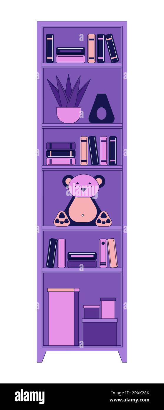 Bookcase tower for kids bedroom 2D linear cartoon object Stock Vector ...