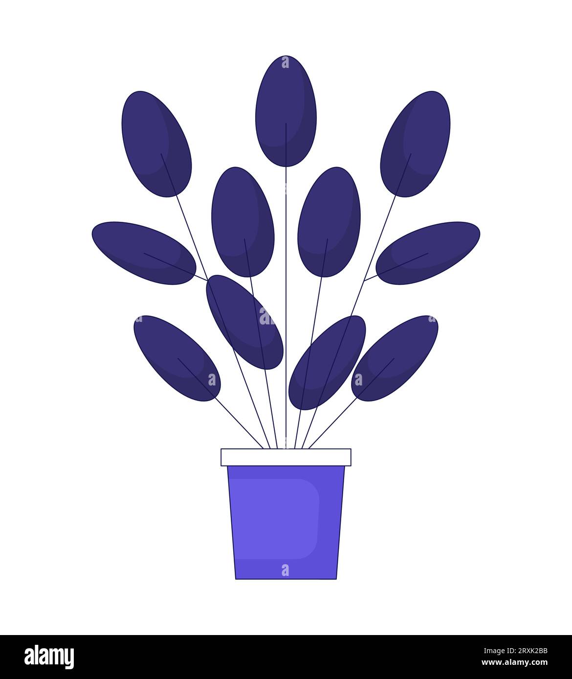 Round leaf houseplant 2D linear cartoon object Stock Vector Image & Art ...