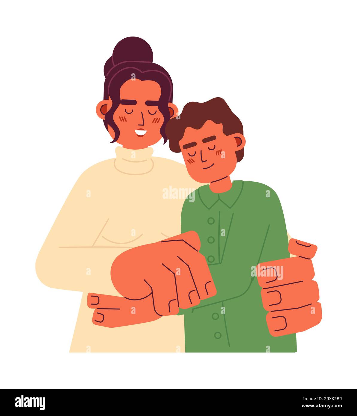 Latino mom teen son hugs 2D cartoon characters Stock Vector Image & Art ...