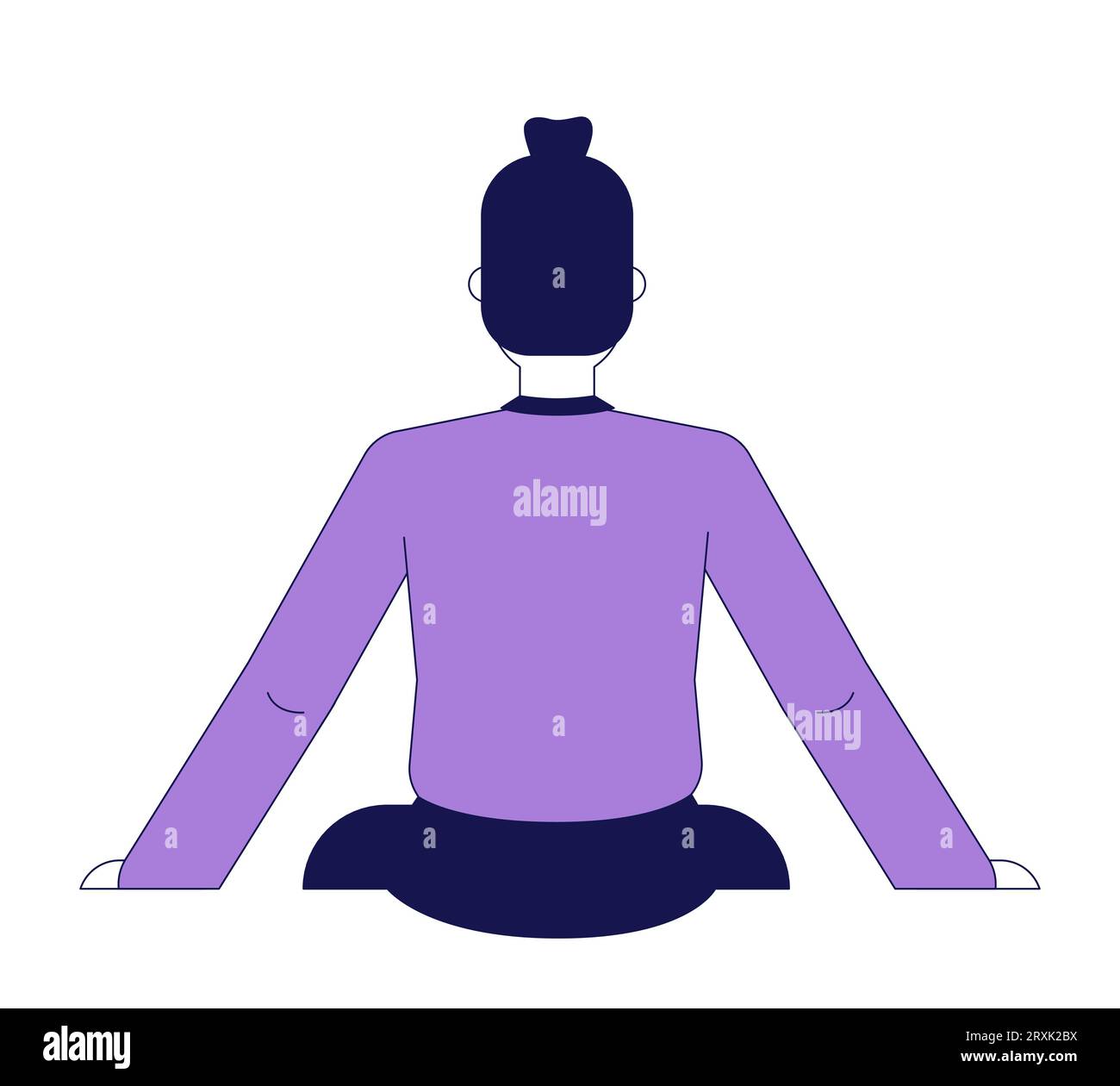 Pensive man watching back view 2D linear cartoon character Stock Vector ...