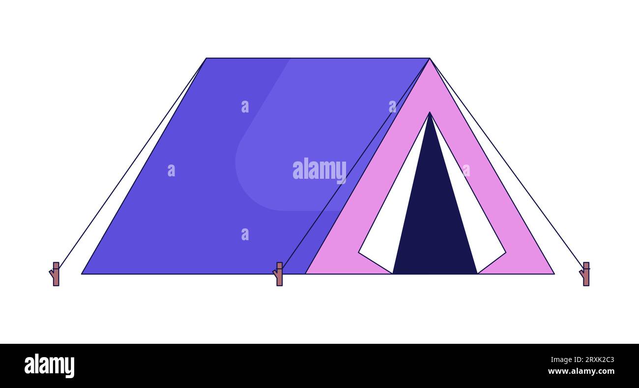 Camping tent 2D linear cartoon object Stock Vector Image & Art - Alamy