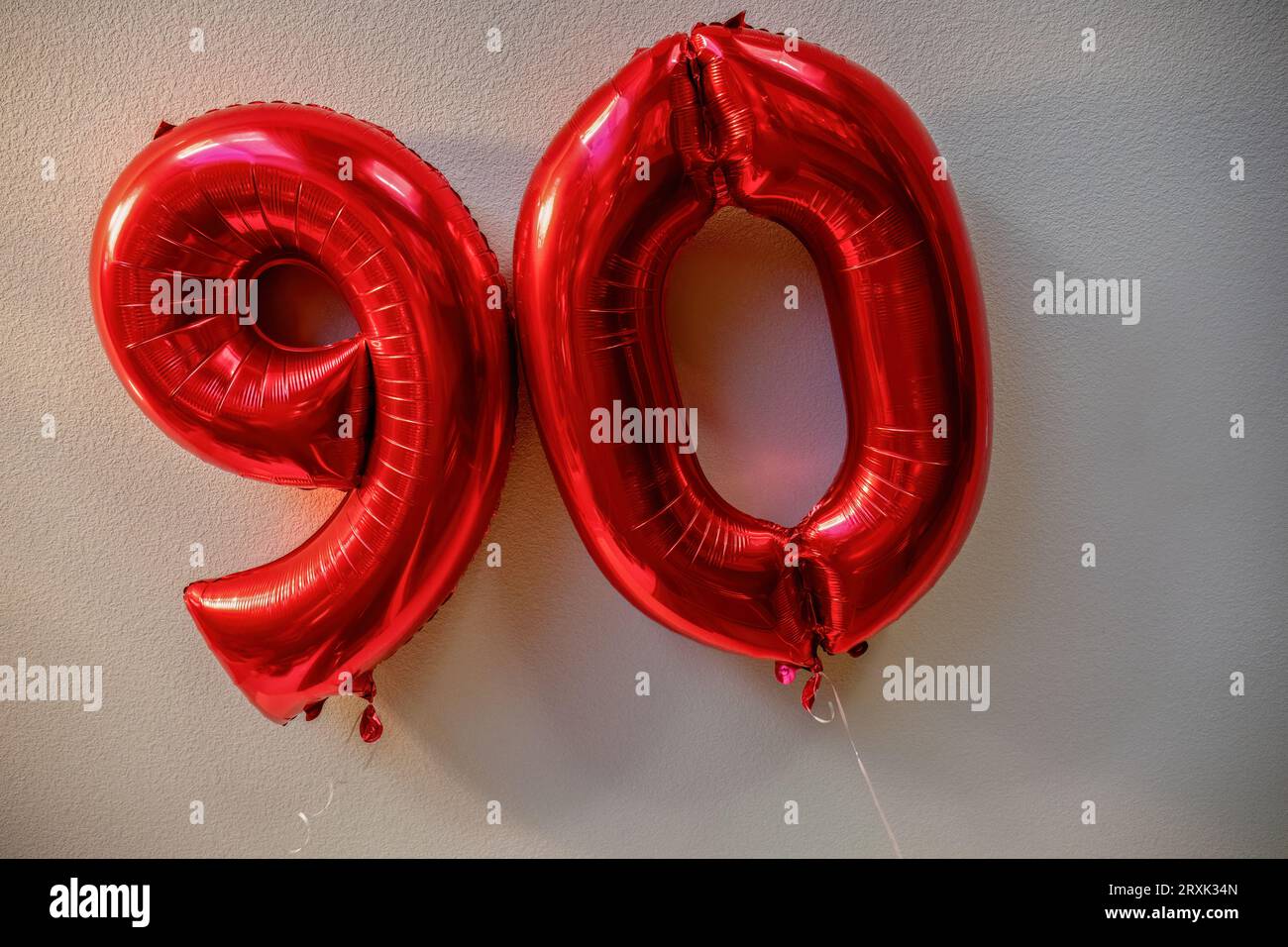 Jumbo foil helium balloons for 90th birthday party decorations. Red ...