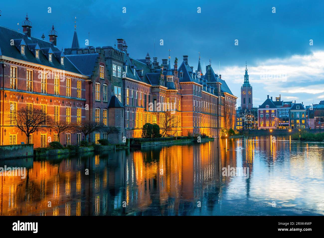 Binnenhof castle or Dutch Parliament, cityscape downtown skyline of ...
