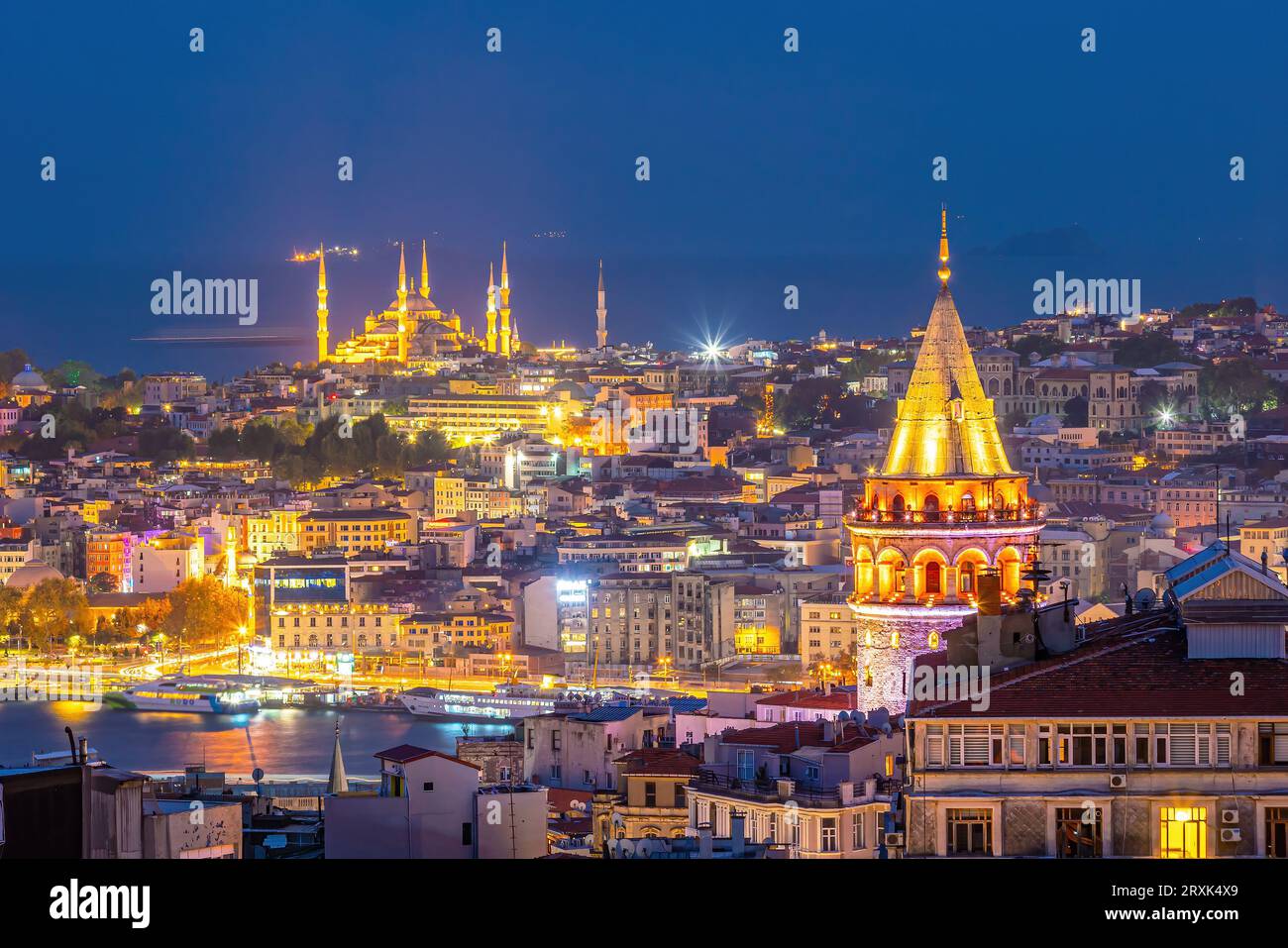 Downtown Istanbul skyline cityscape of Turkey with Galata Tower Stock ...