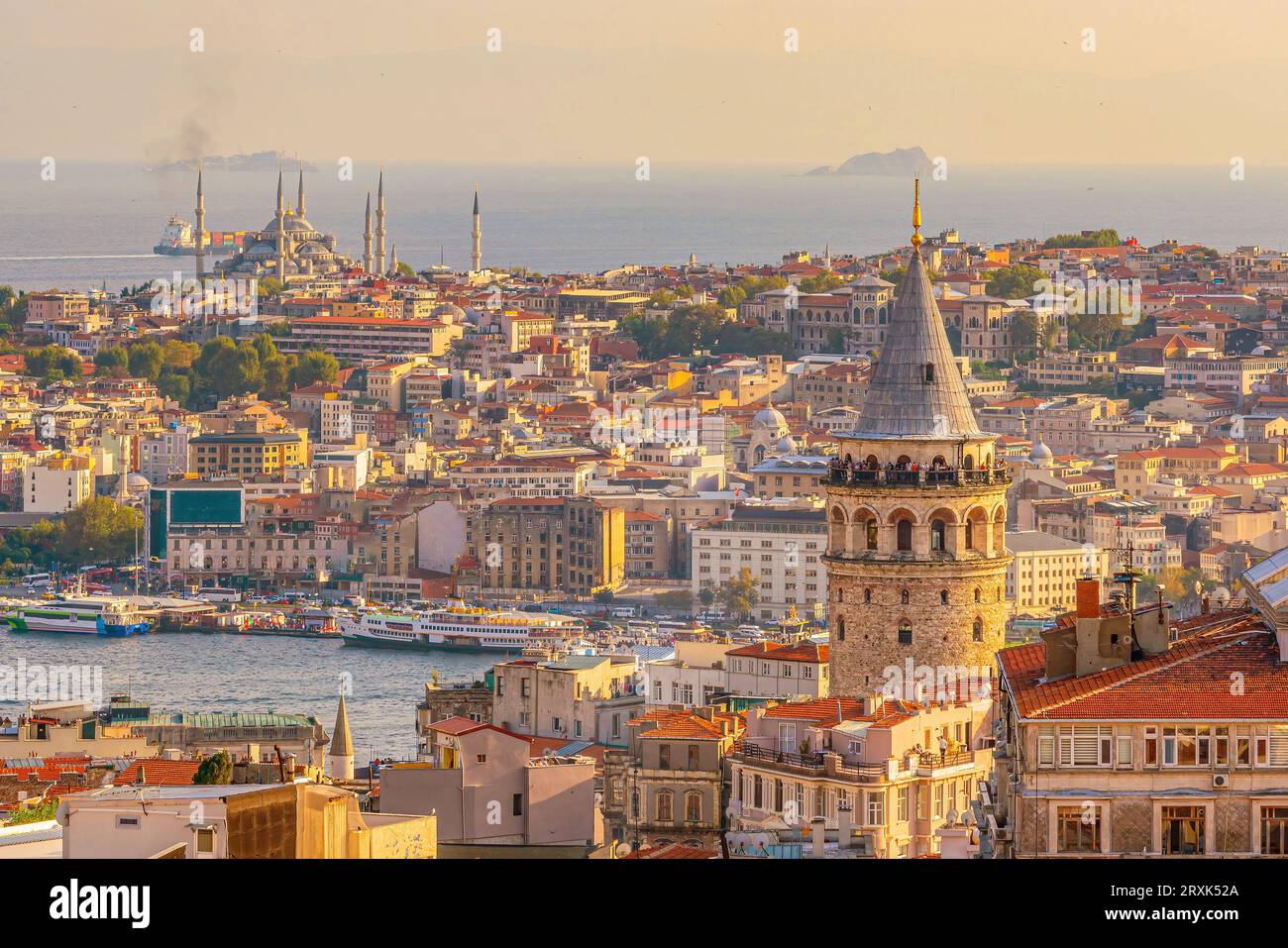 Downtown Istanbul skyline cityscape of Turkey with Galata Tower Stock ...