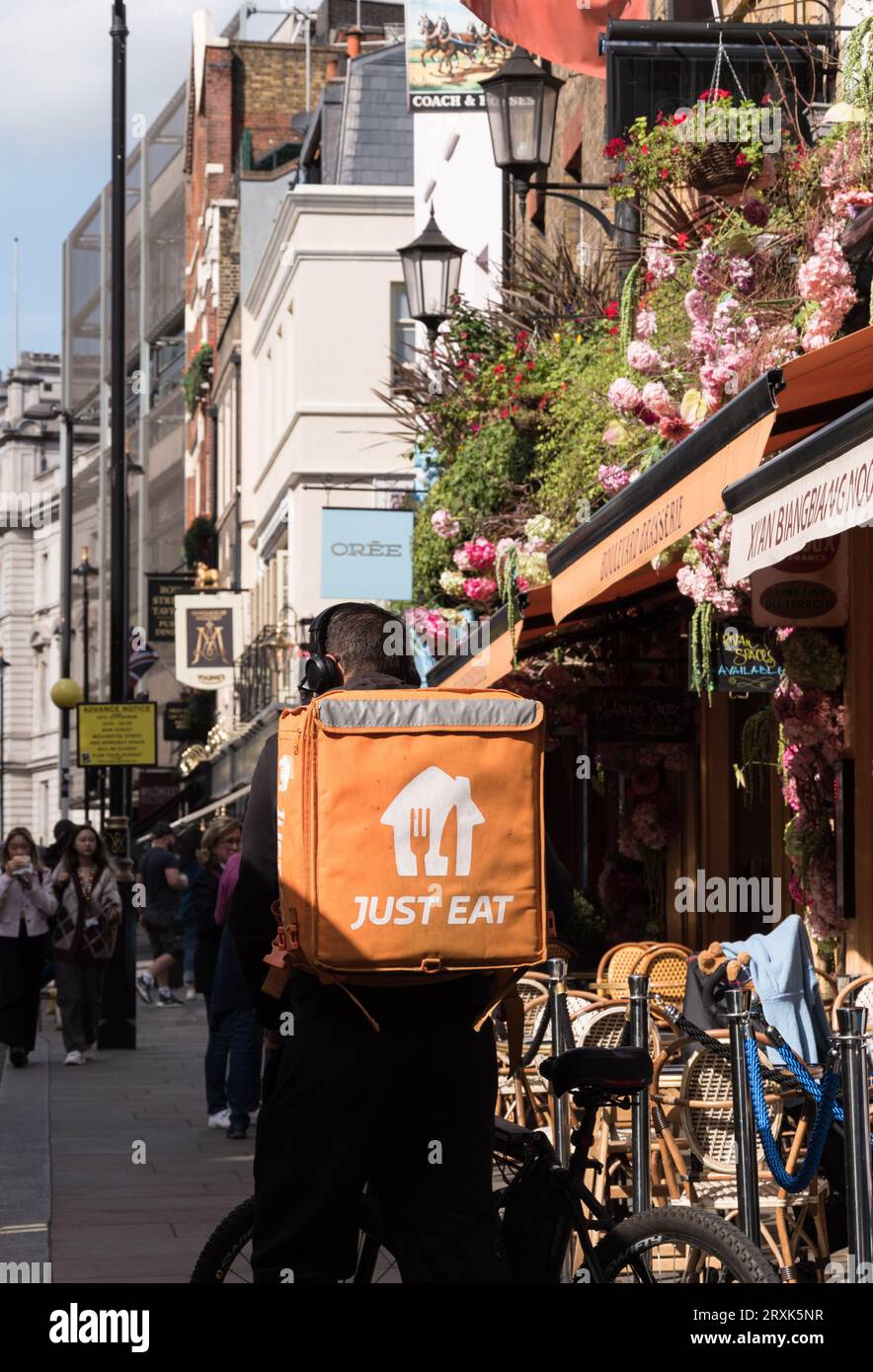 A Just Eat delivery outside the traditional French Boulevard Brasserie ...