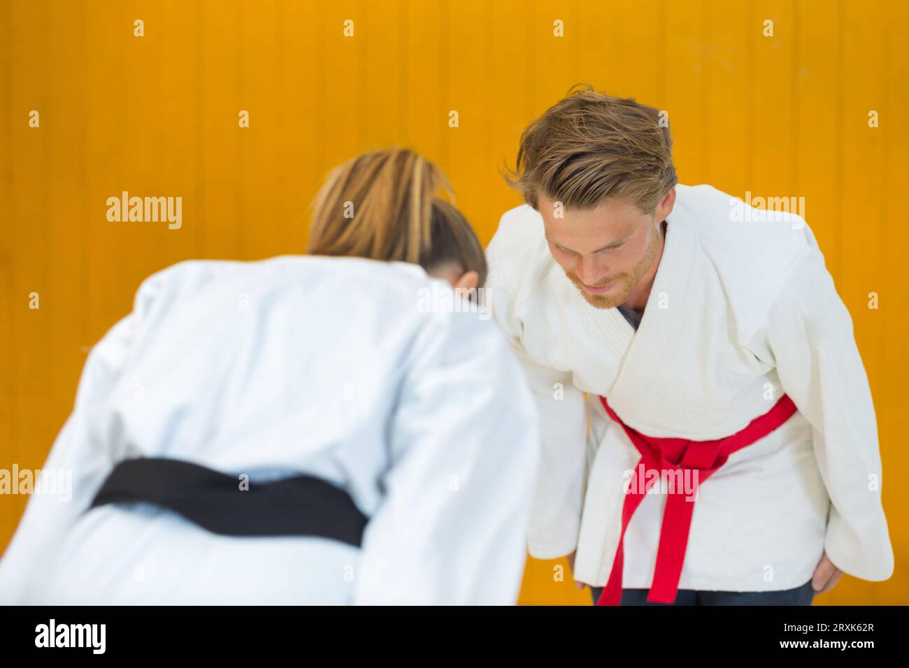 showing respect before the martial arts competition Stock Photo - Alamy