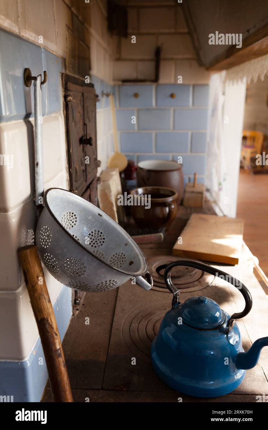 Open-air museum old village Husinka, Podlasie Poland. Former kitchen ...