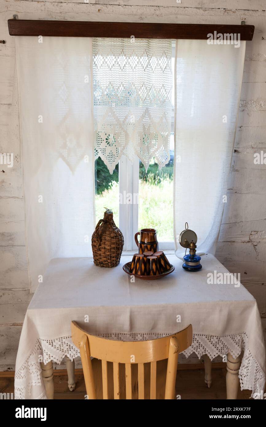 Open-air museum old village Husinka, Podlasie Poland. Window decoration ...