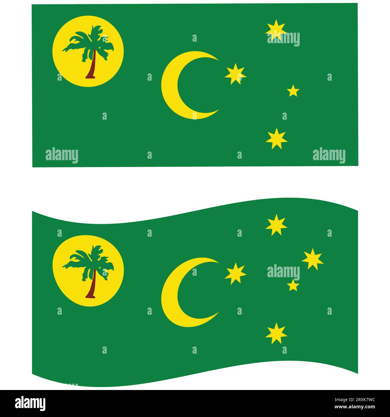 Cocos Islands flag icon. Waving flag of Cocos Islands. Cocos (Keeling ...