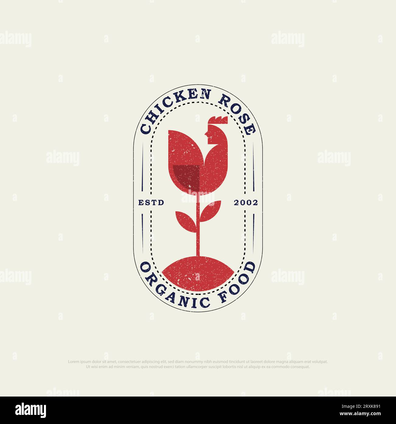 Rustic Chicken Rooster organic food logo design, vintage fried chicken ...