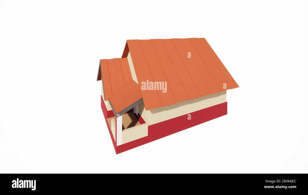 3d rendering model of a simple rural house suitable for illustration ...