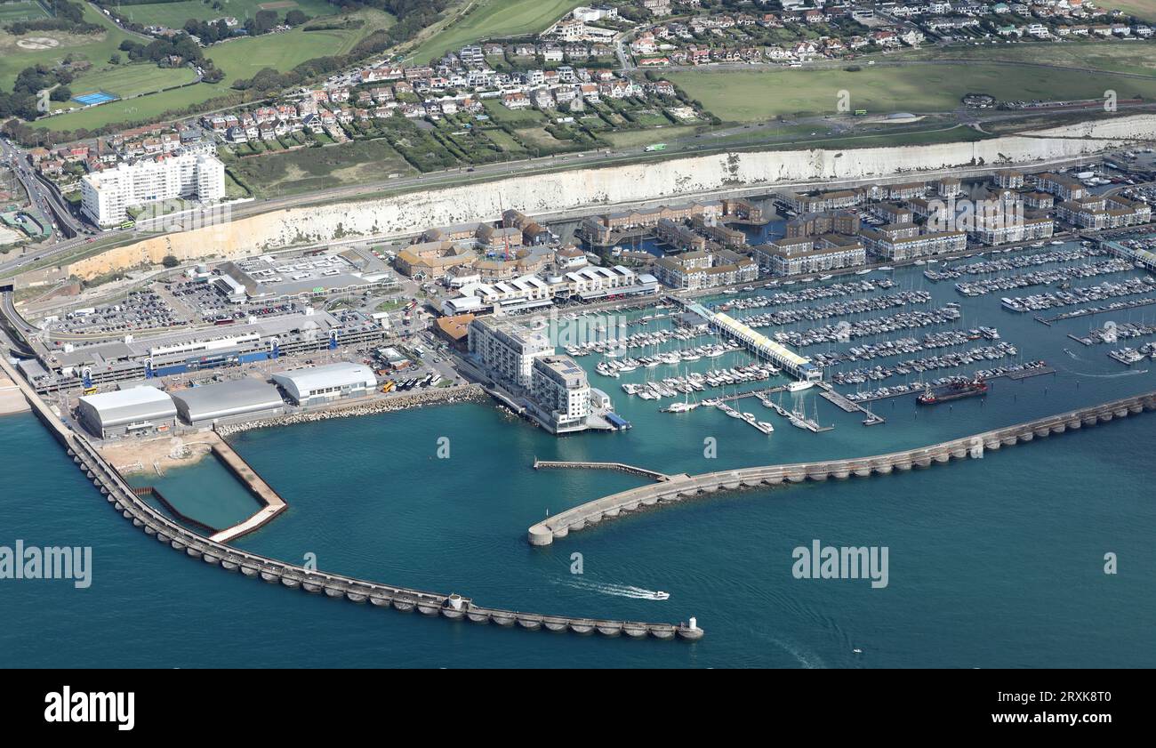Aerial view of Brighton Marina in East Sussex, on England's south coast ...