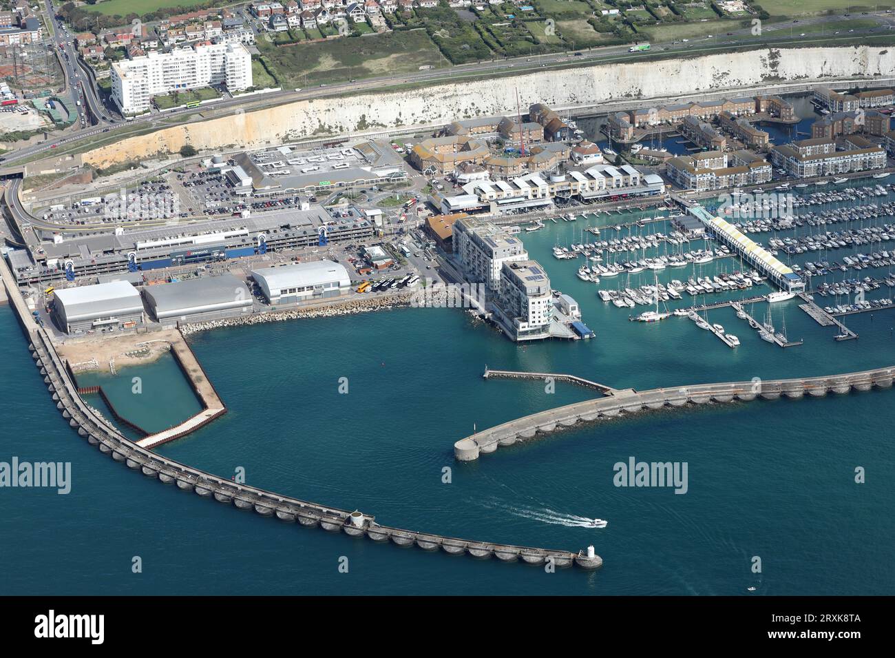 Aerial view of Brighton Marina in East Sussex, on England's south coast ...