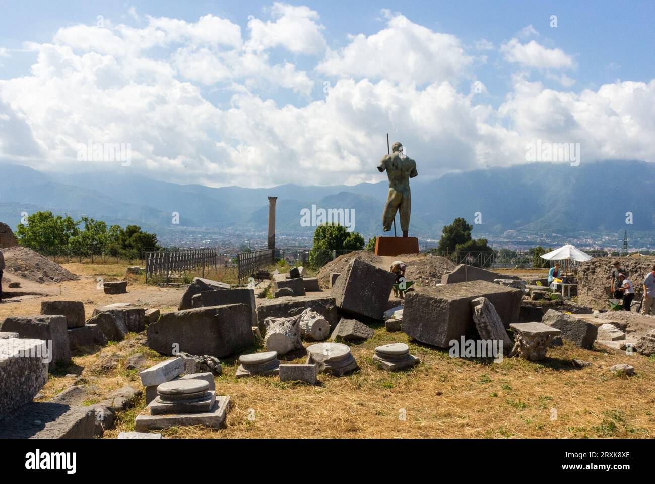 Stone man statue in Pompeii, Italy. Antique culture concept. Italian ...