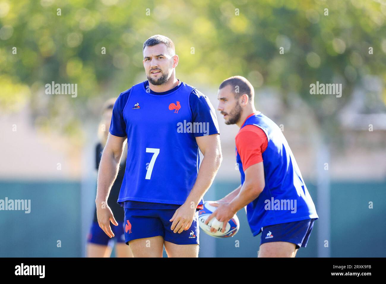 Francois Cros of France and Gabin Villiere of France during the Rugby ...
