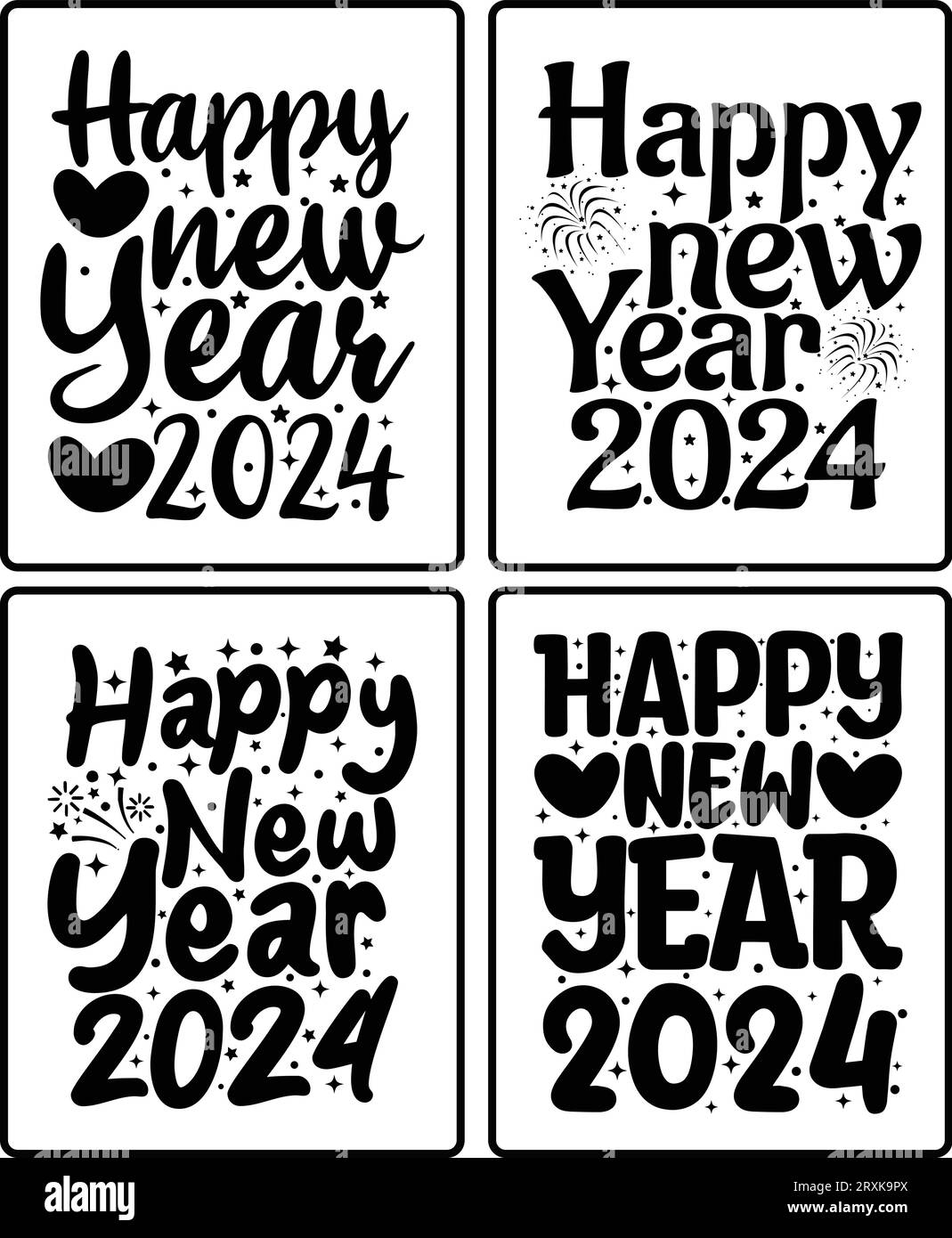 Happy new yerk 2024 t shirt Black and White Stock Photos & Images - Alamy