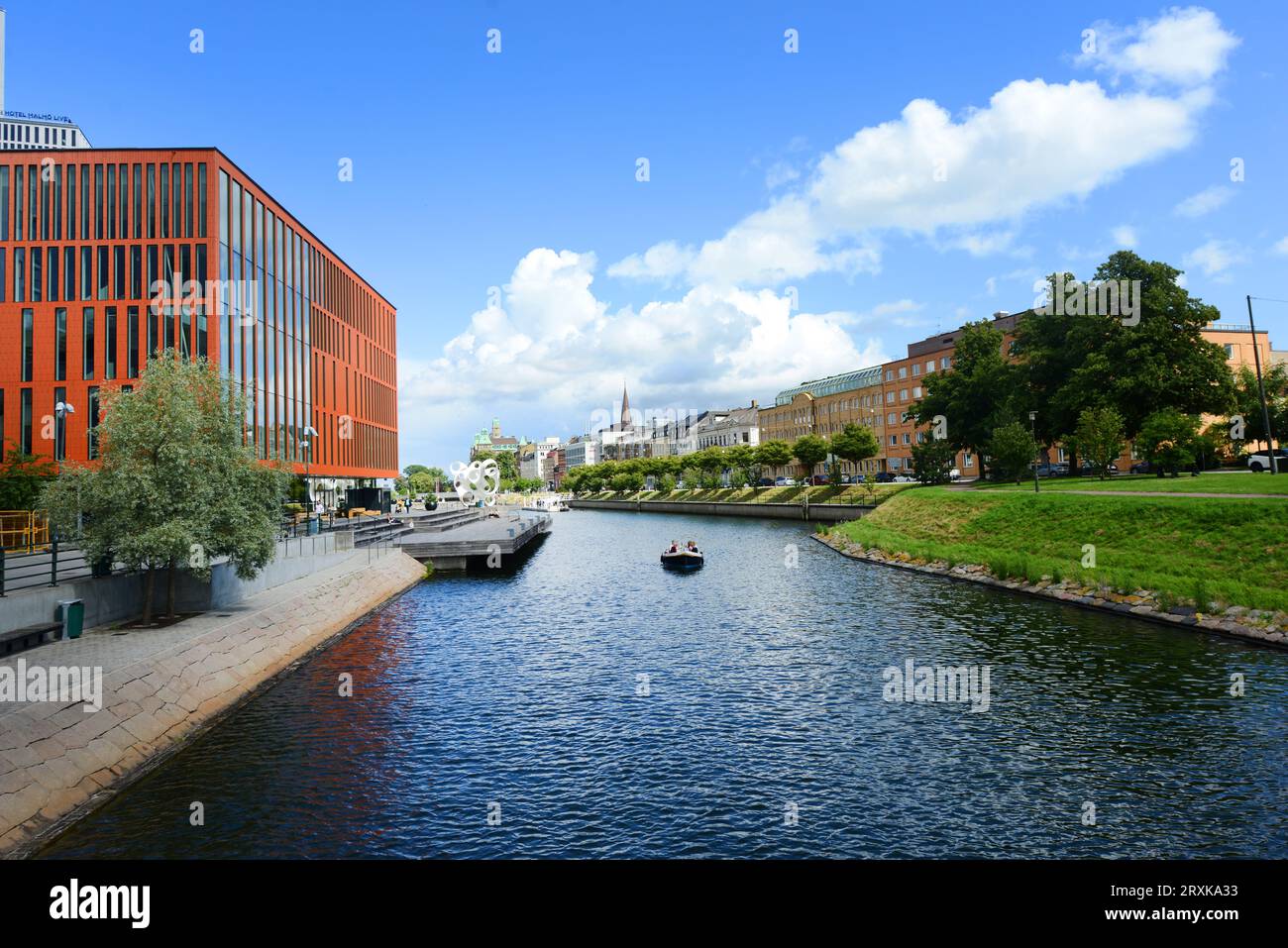 Modern buildings along the canal in downtown Malmo, Sweden Stock Photo ...