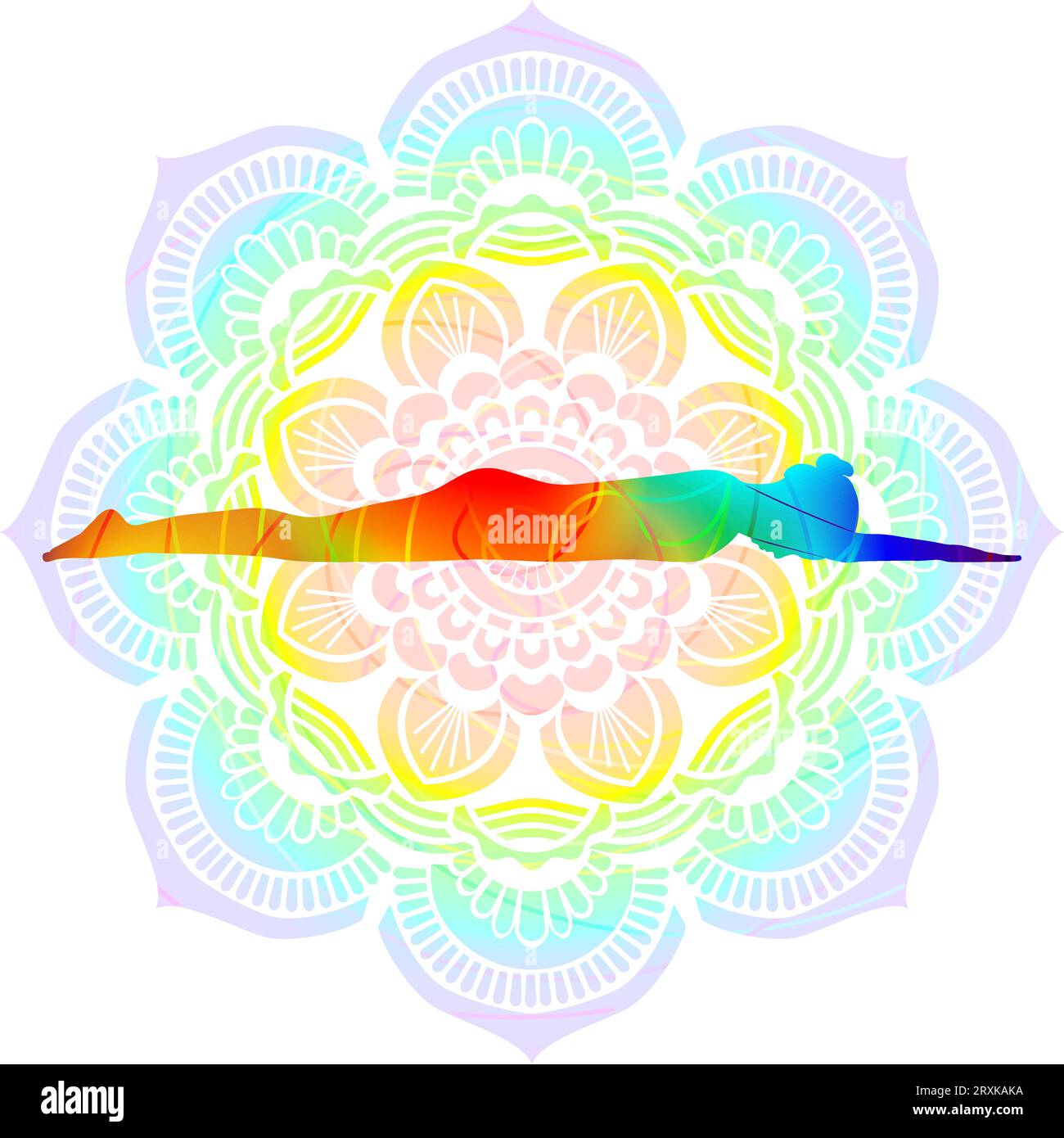 Colorful silhouette yoga posture. Reverse Corpse pose. Advasana ...