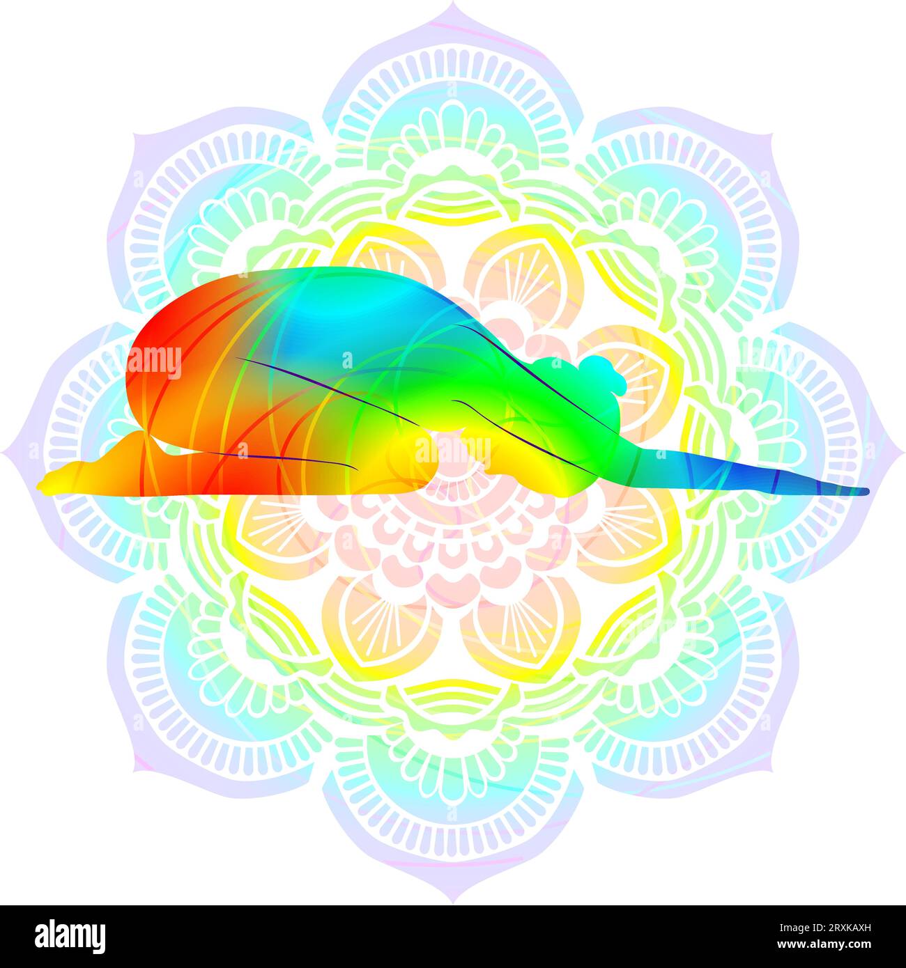 Colorful silhouette yoga posture. Wide Child pose or Downward Facing ...