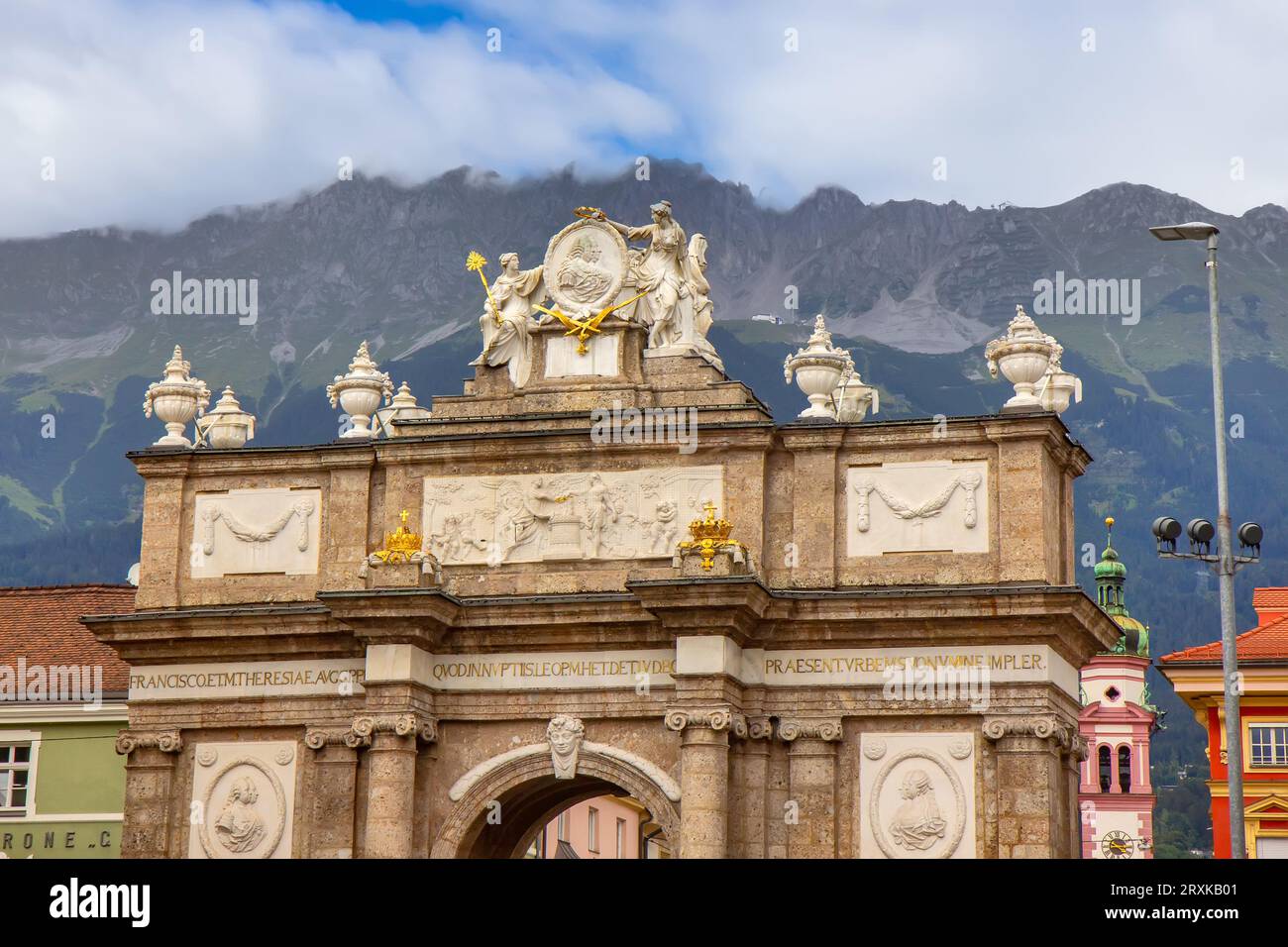 The Triumphal Arch in Austrian city of Innsbruck. It is located at the ...