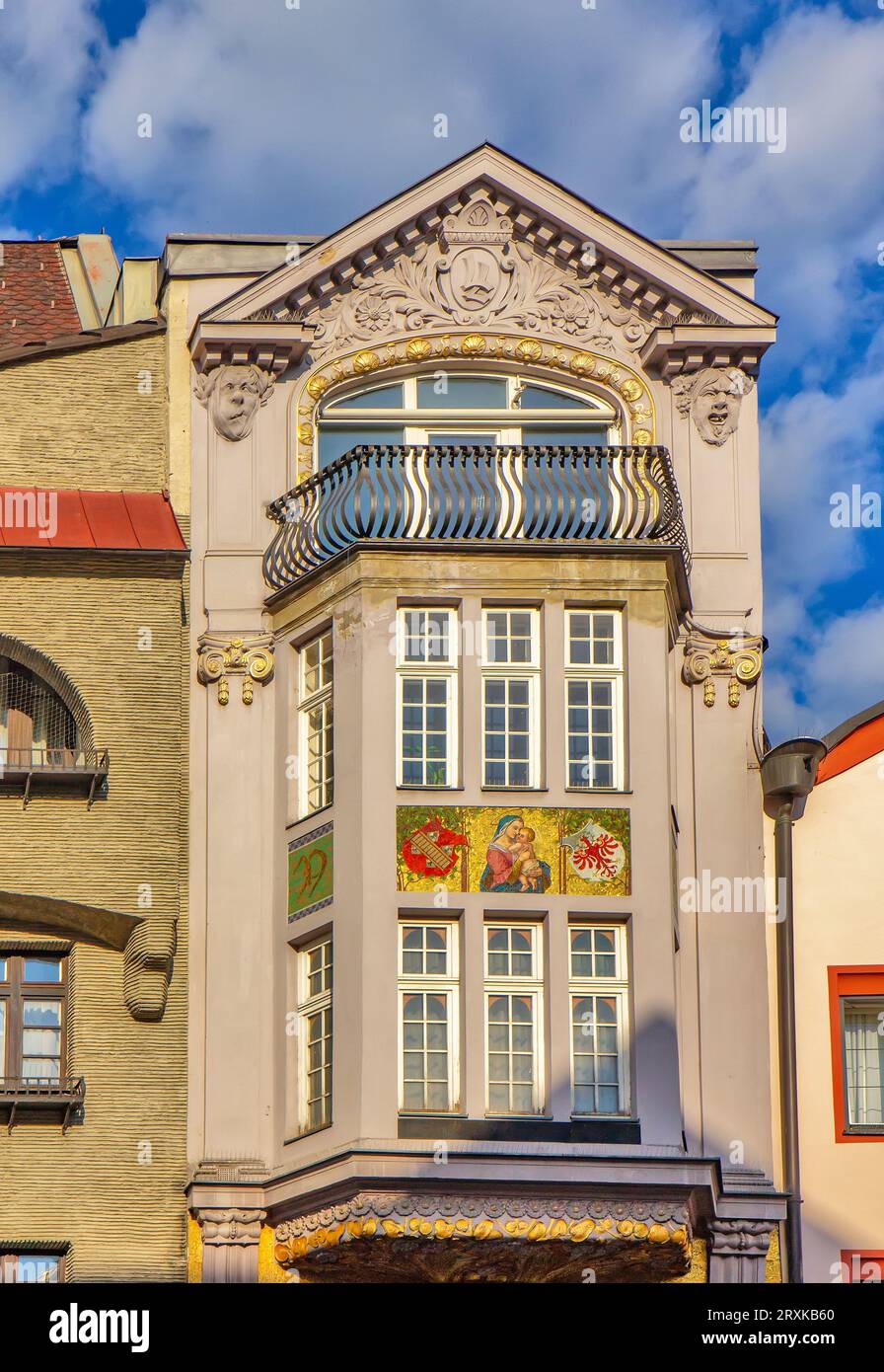 View of the colorful buildings in Innsbruck, Austria Stock Photo - Alamy