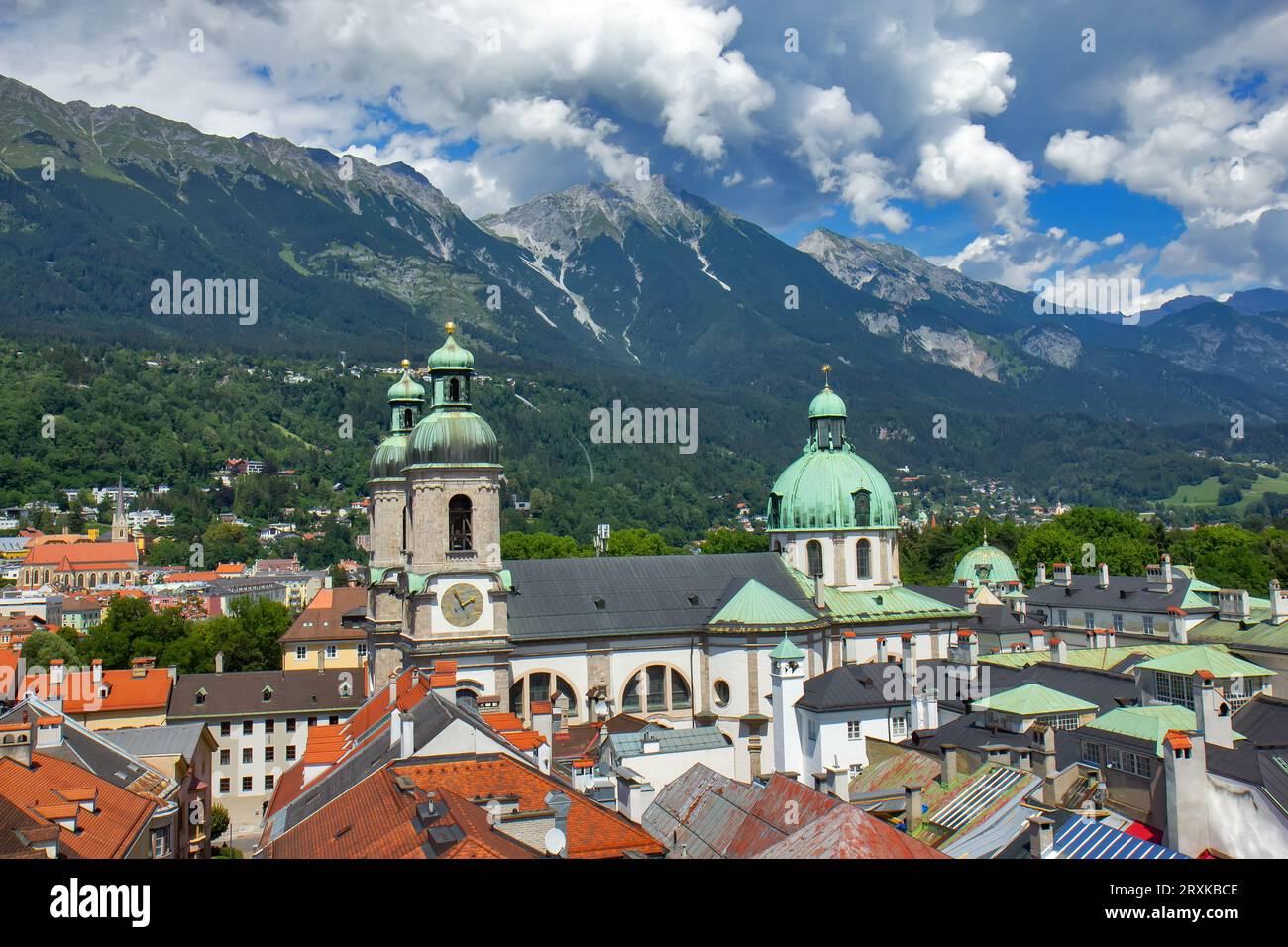 View of the city of Innsbruck and mountains, Austria Stock Photo - Alamy