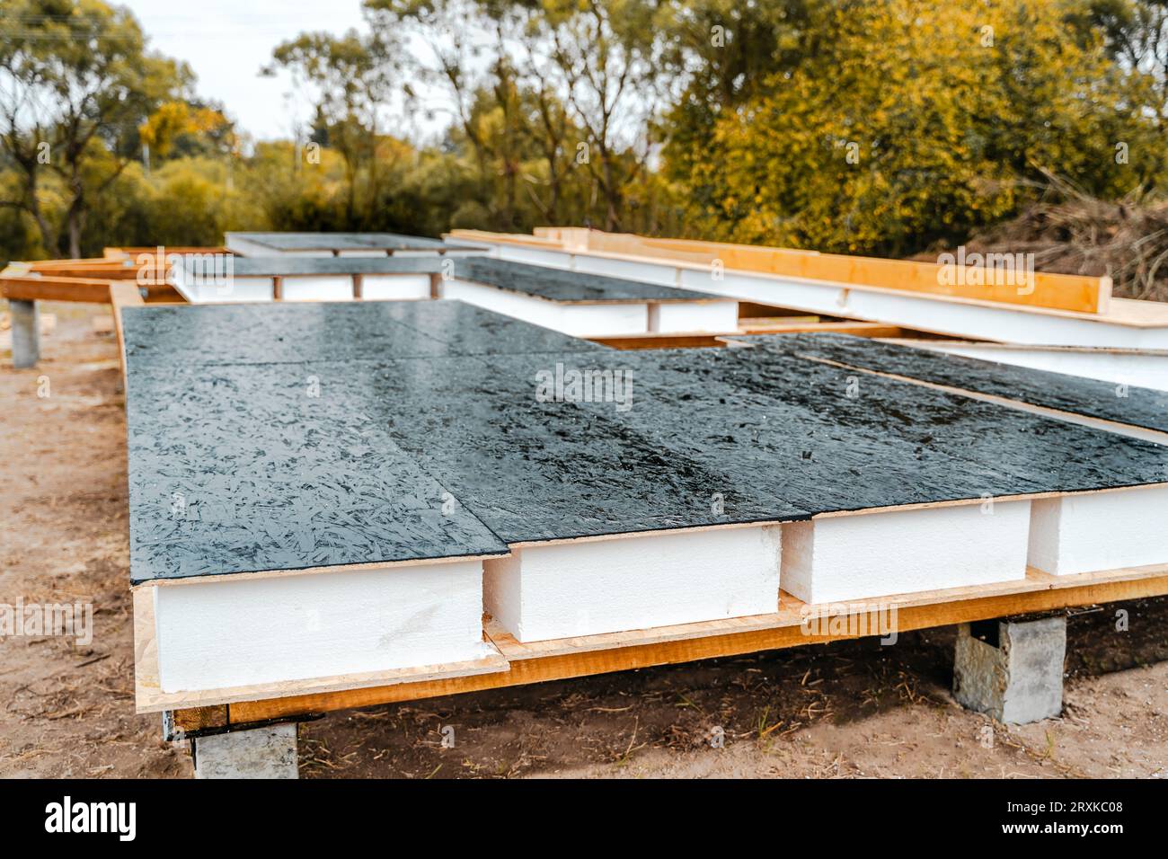 Building construction of wooden frame house made of SIP structural ...