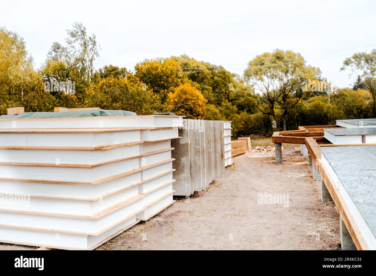 Building construction of wooden frame house made of SIP structural ...